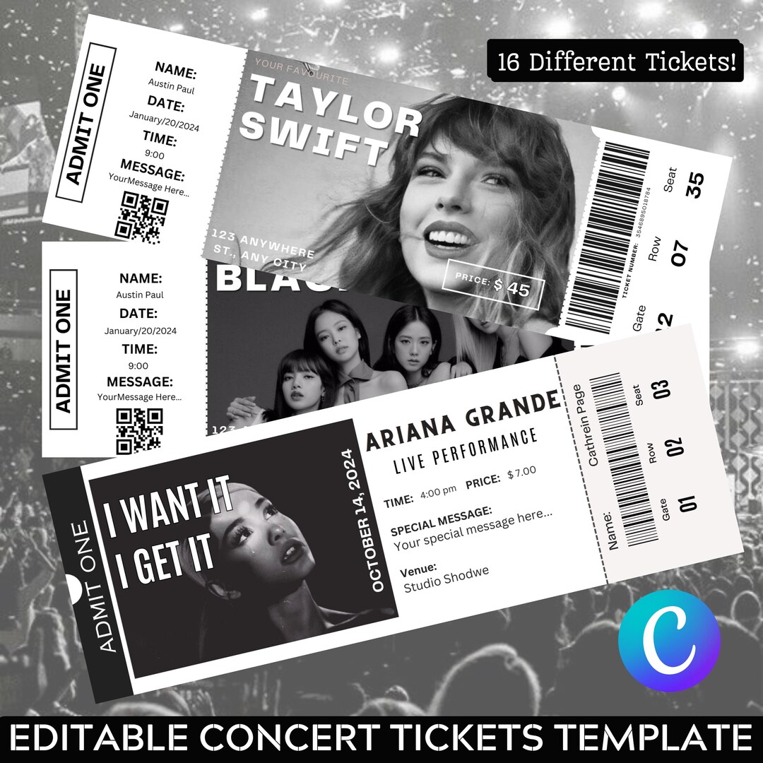 Editable Concert Ticket Template: DIY Printable Surprise Gift (canva ...
