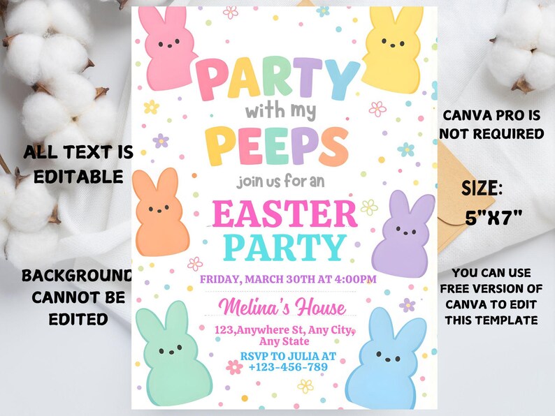 Editable Easter Peeps Party Invitation (digital Download) - Etsy