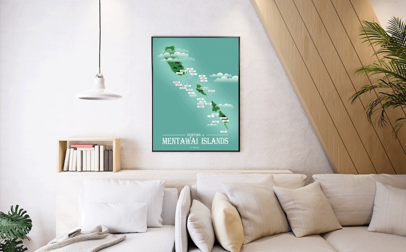 Surfing Map Mentawai Island, Surfmap Mentawai, Surf Gift - Etsy