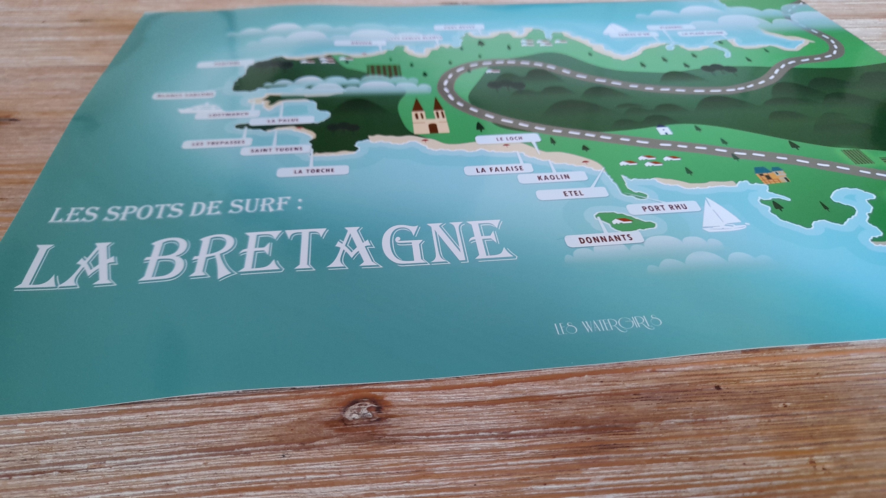 Surf Map Brittany, Surf Map Brittany France - Etsy
