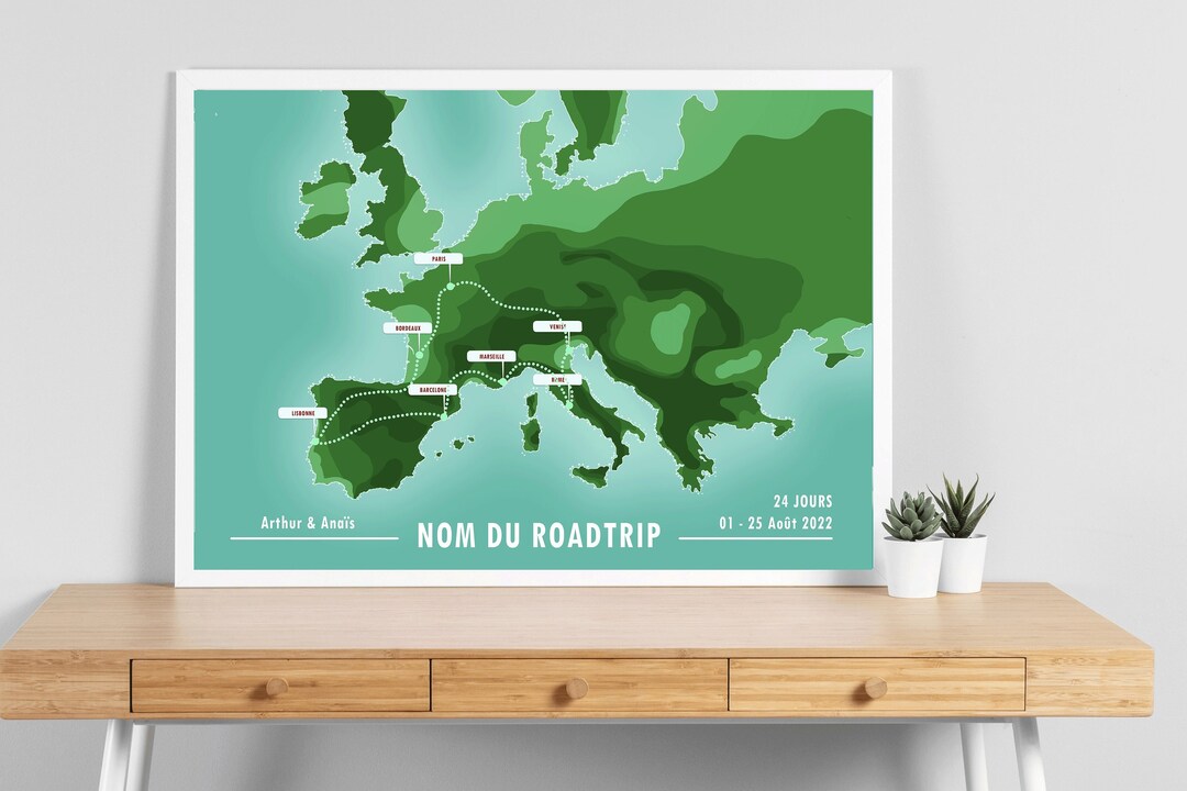 Customizable Travel Itinerary Europe, Europe Map Poster - Etsy