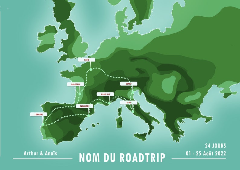 Customizable Travel Itinerary Europe, Europe Map Poster - Etsy