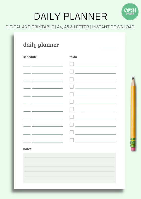 Daily Printable and Digital Planner A4/a5/letter - Etsy