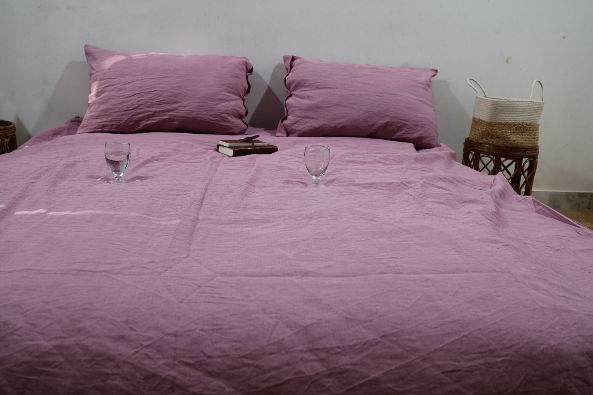 Dusty Rose Linen Duvet Softened Quilt Cover Twin Queen King Custom Size ...