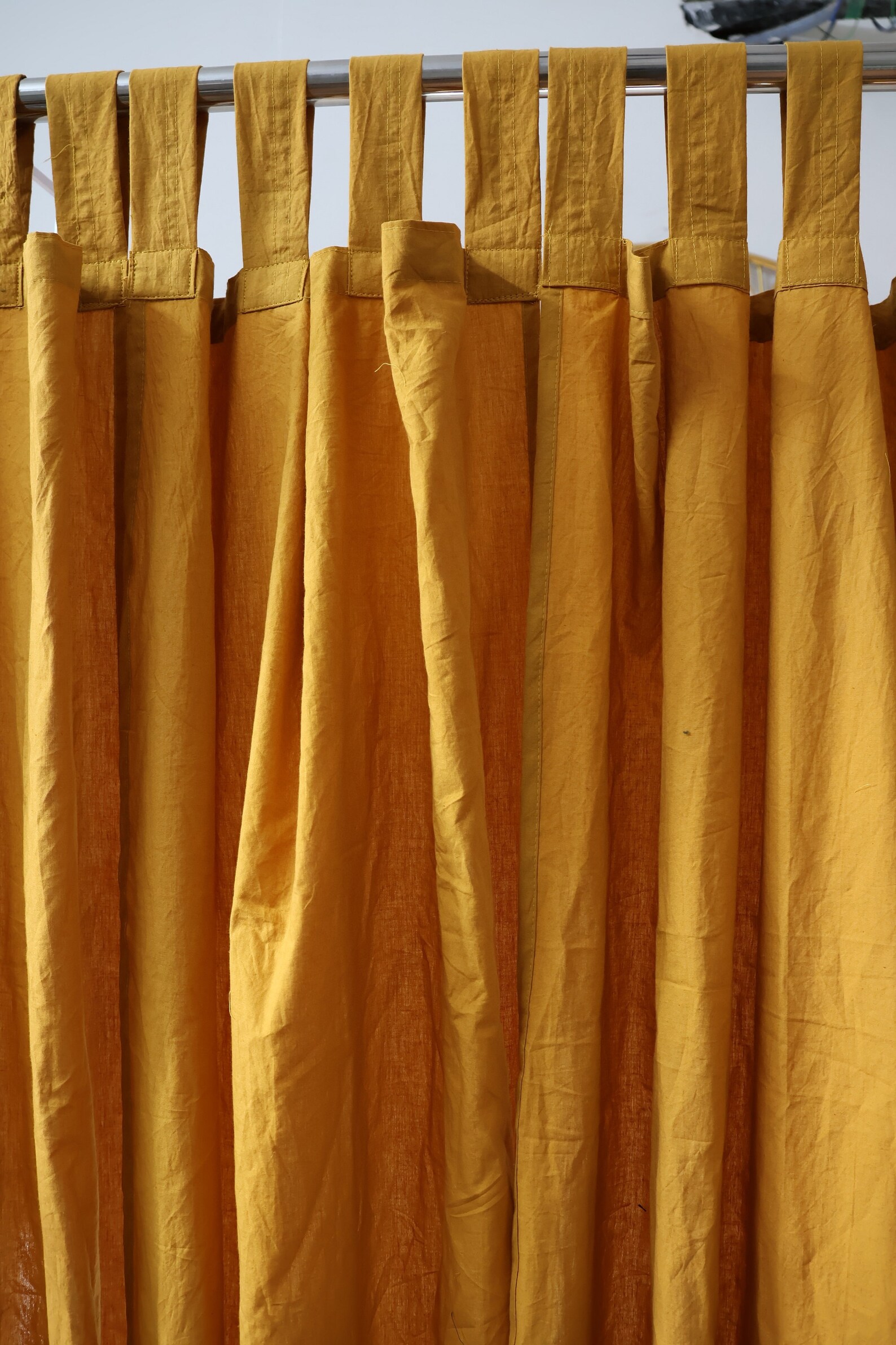Mustard Cotton Curtains: Bohemian Window Drape, Two Panels - Etsy