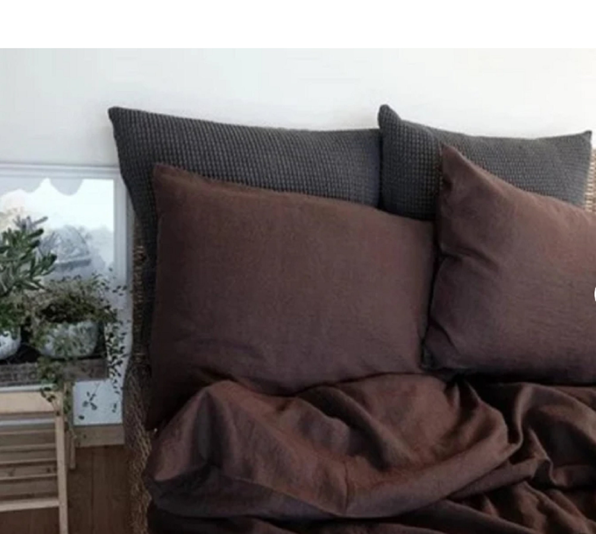 Chocolate Brown Linen Softened Quilt Cover Custom Size Duvet - Etsy