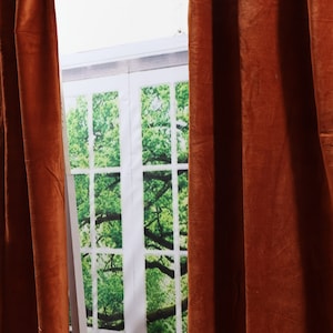 Rust Velvet Curtains Window Living Room Velvet Curtain Natural Velvet ...