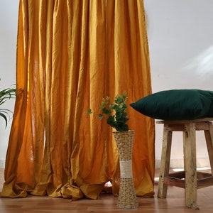 Mustard Cotton Curtains: Bohemian Window Drape, Two Panels - Etsy