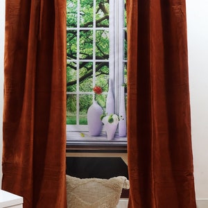 Rust Velvet Curtains Window Living Room Velvet Curtain Natural Velvet ...
