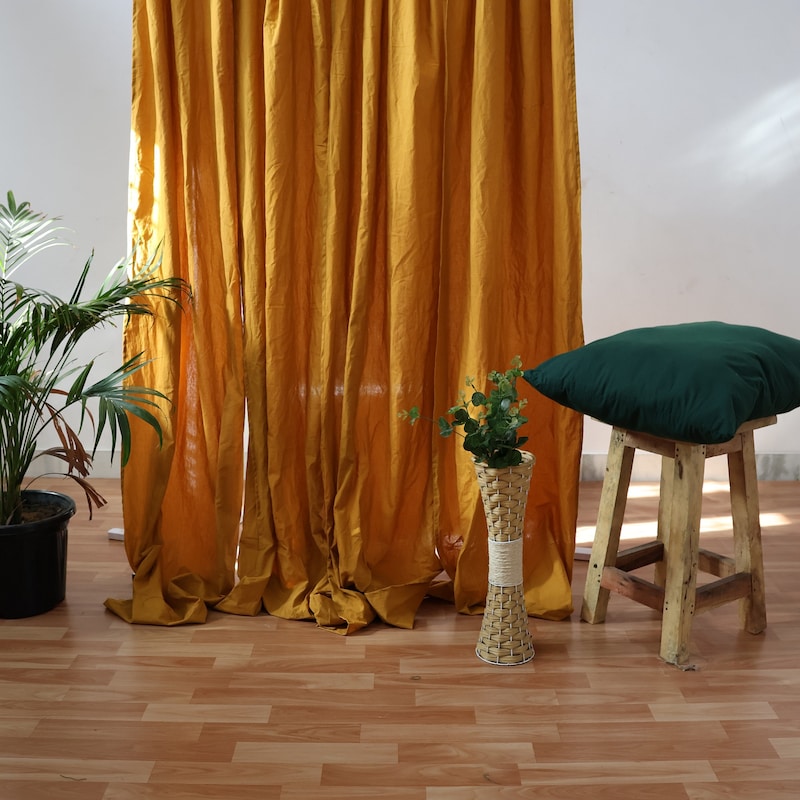Mustard Curtains - Etsy UK