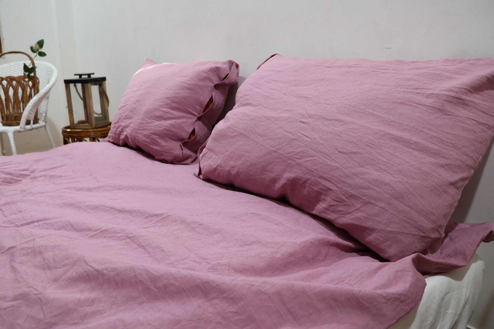 Dusty Rose Linen Duvet Softened Quilt Cover Twin Queen King Custom Size ...