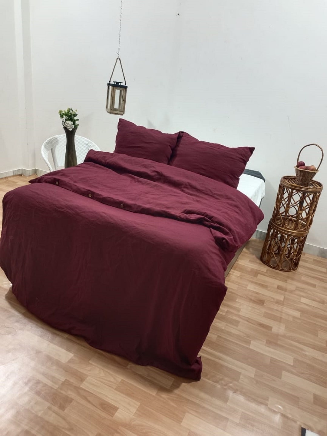 Maroon Duvet Cover With Button Closure Luxurious Cozy Comfy Soft Cotton ...