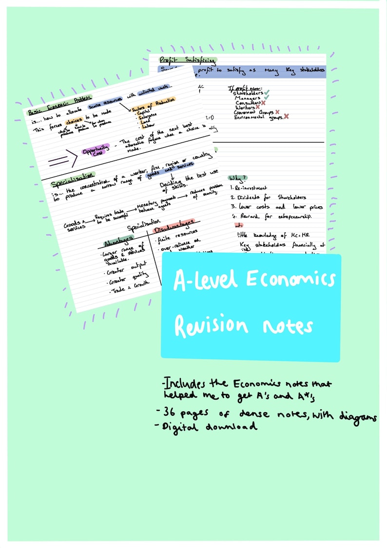 A Level Economics OCR Revision Notes (A, A*) 36 Pages - Etsy
