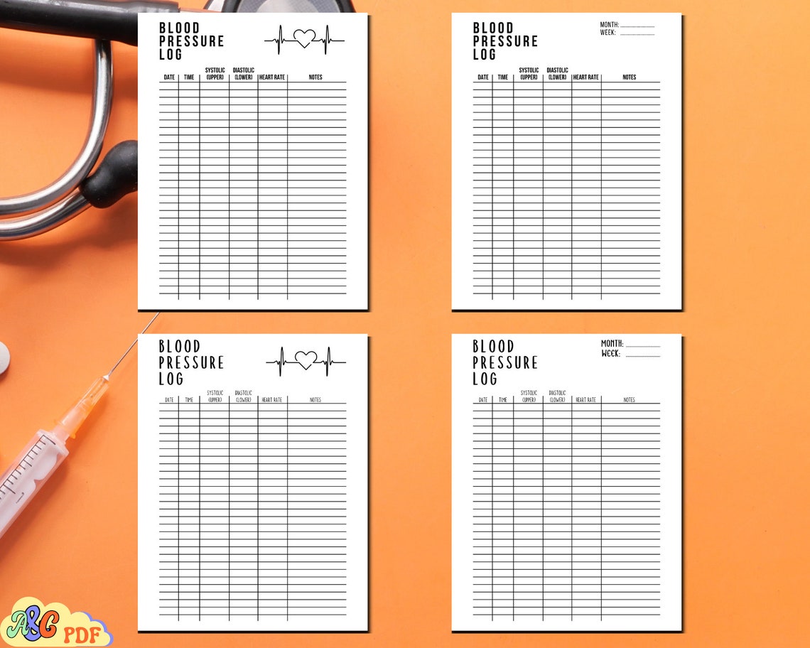 Blood Pressure Log, Fillable and Printable PDF US Letter Size Blood ...