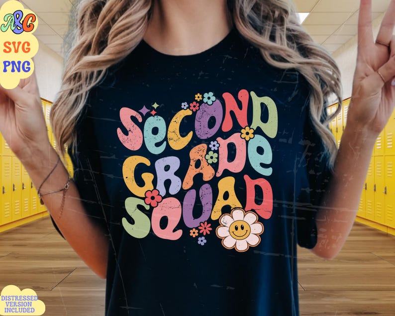 Second Grade Squad Svg, Second Grade Png, Groovy Second Grade Crew ...