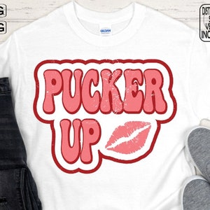 Pucker up Svg, Pucker up Png, Lips Svg, Valentines Svg, Retro Pucker up ...
