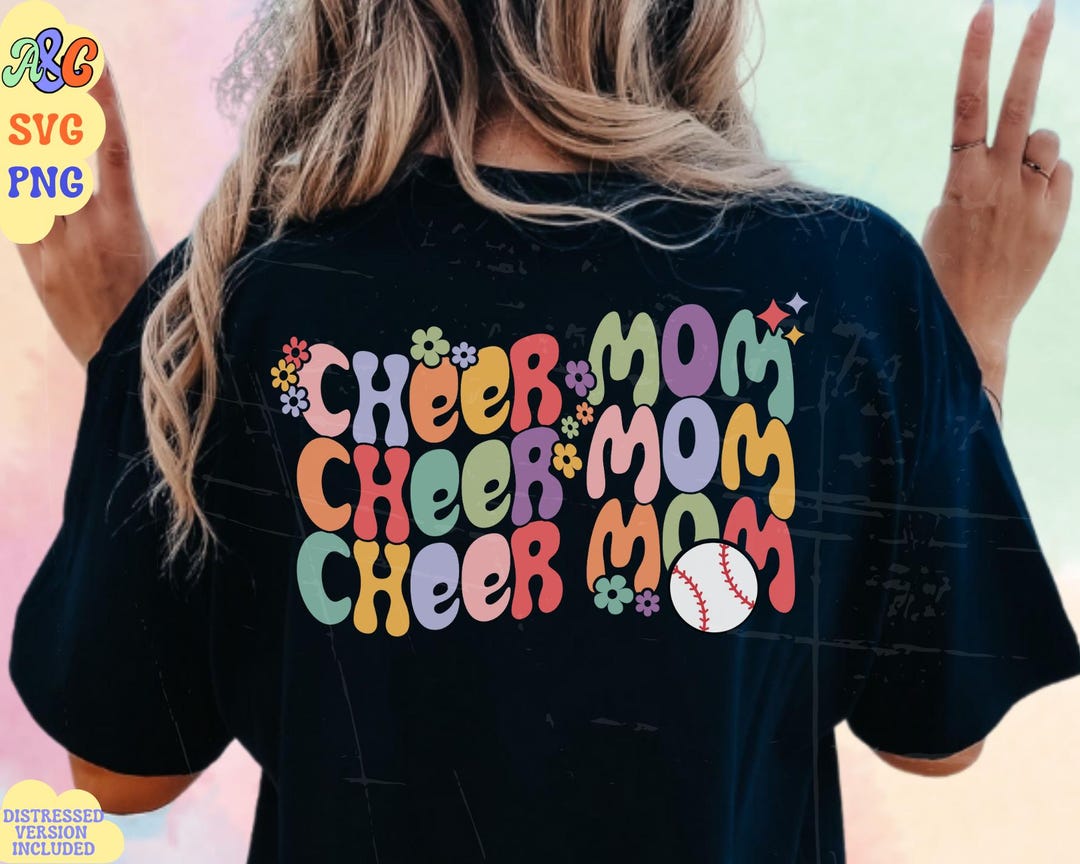 Groovy Baseball and Cheer Mom Svg, Baseball Cheer Mom Svg, Proud Mom ...