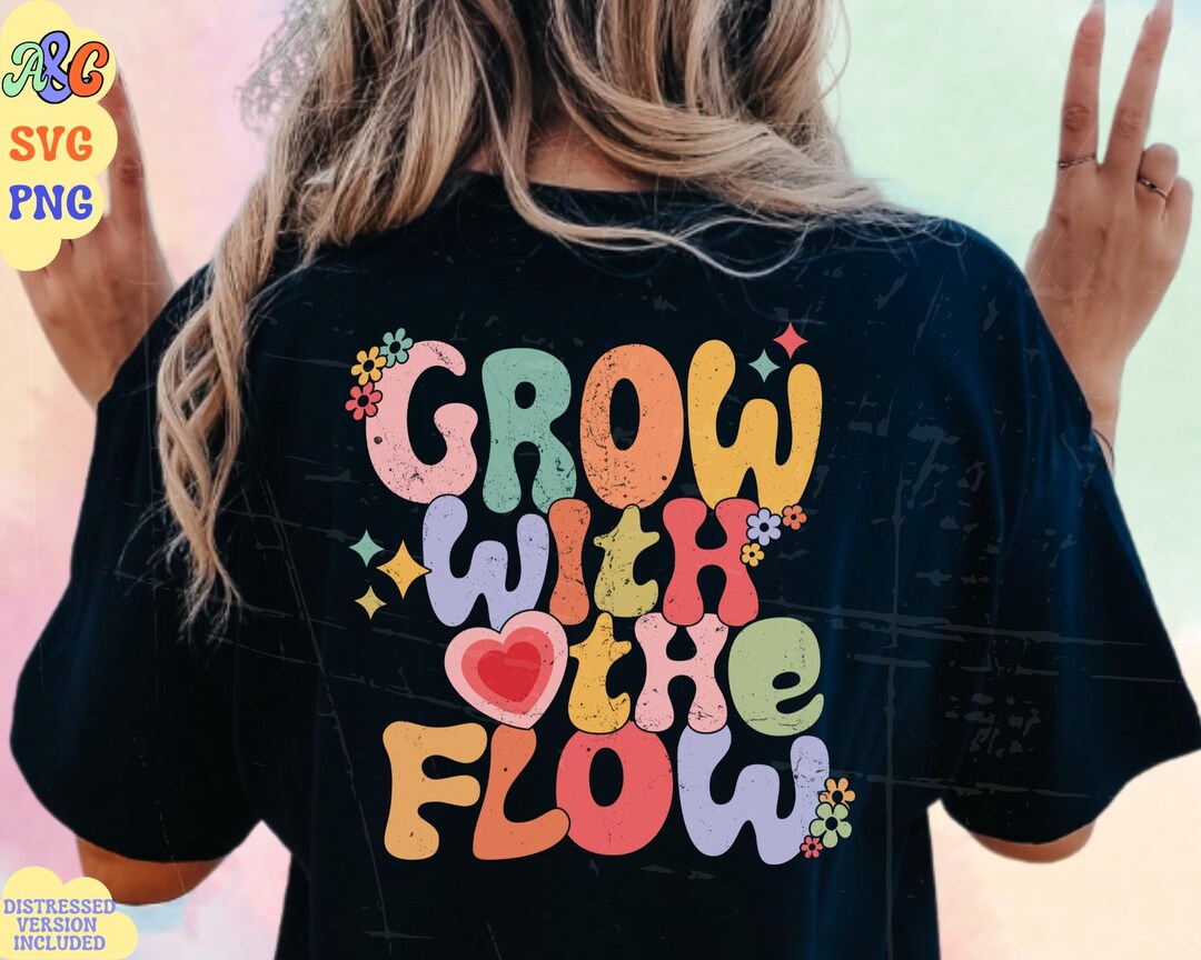 Grow With the Flow Svg, Grow With the Flow Png, Groovy Retro Flower Svg ...