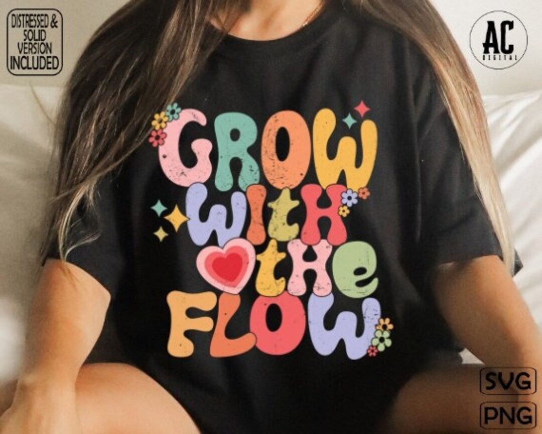 Grow With the Flow Svg, Grow With the Flow Png, Groovy Retro Flower Svg ...