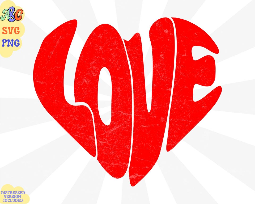 Retro Love Heart SVG, Retro Love Heart PNG, Retro Heart Svg, Love Heart ...