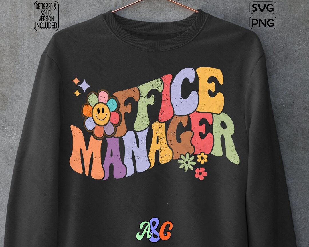 Office Manager Groovy Svg | Office Manager Retro Floral Png | Office ...