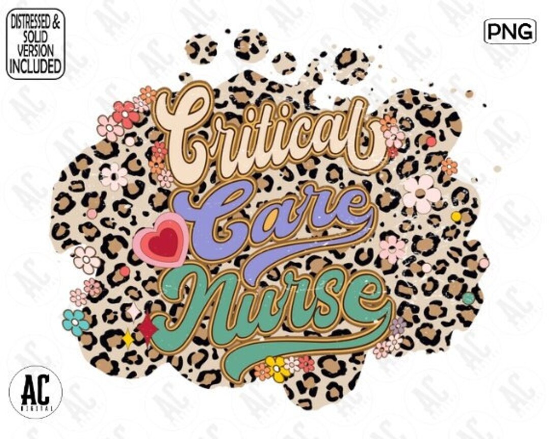 Retro Leopard Critical Care Nurse Png, Boho Groovy Critical Care Nurse ...