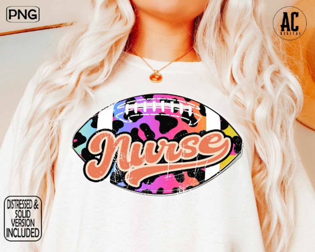 Leopard Print Retro Nurse Football Png, Nurse Life Png, Football Png ...