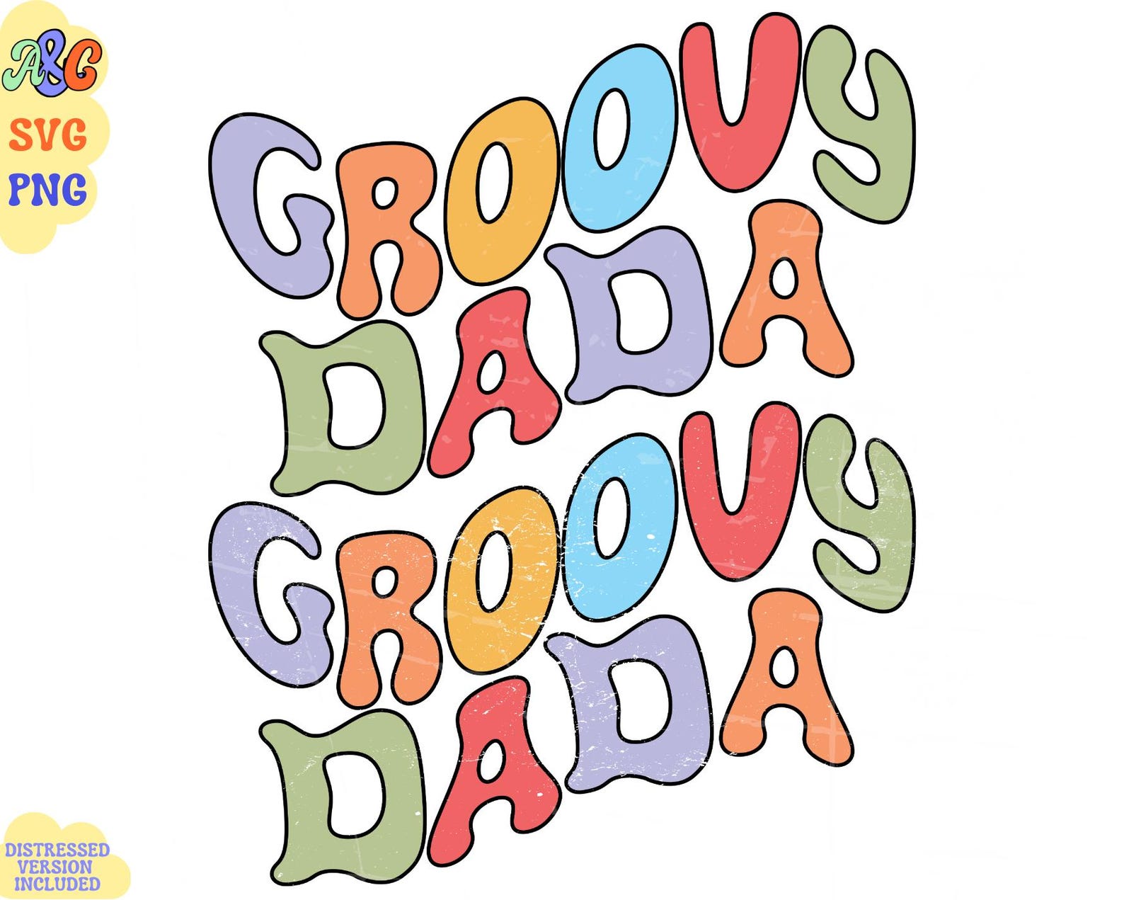 Retro Groovy Dada Svg, Groovy Dada Png, Dada Png, Dada Svg, Wavy Dada ...