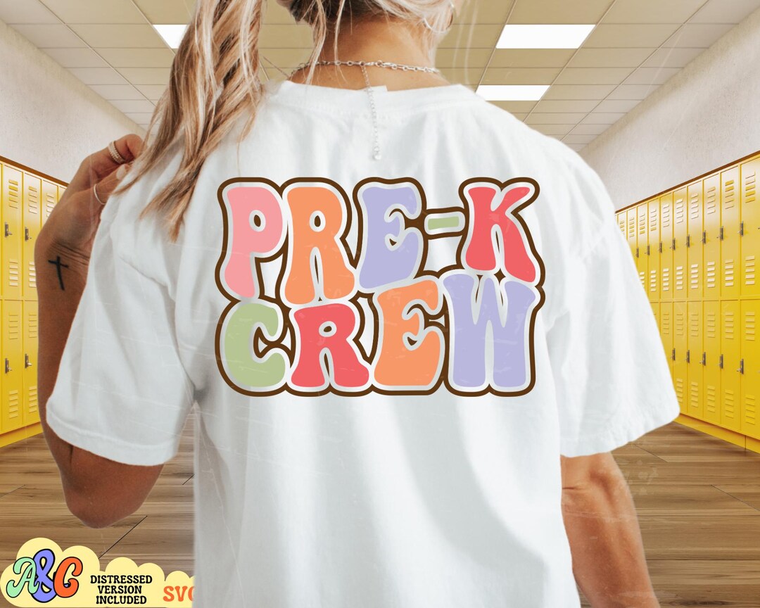 Retro Pre-k Crew Svg, Retro Pre-k Crew Png, Groovy Preschool Svg ...