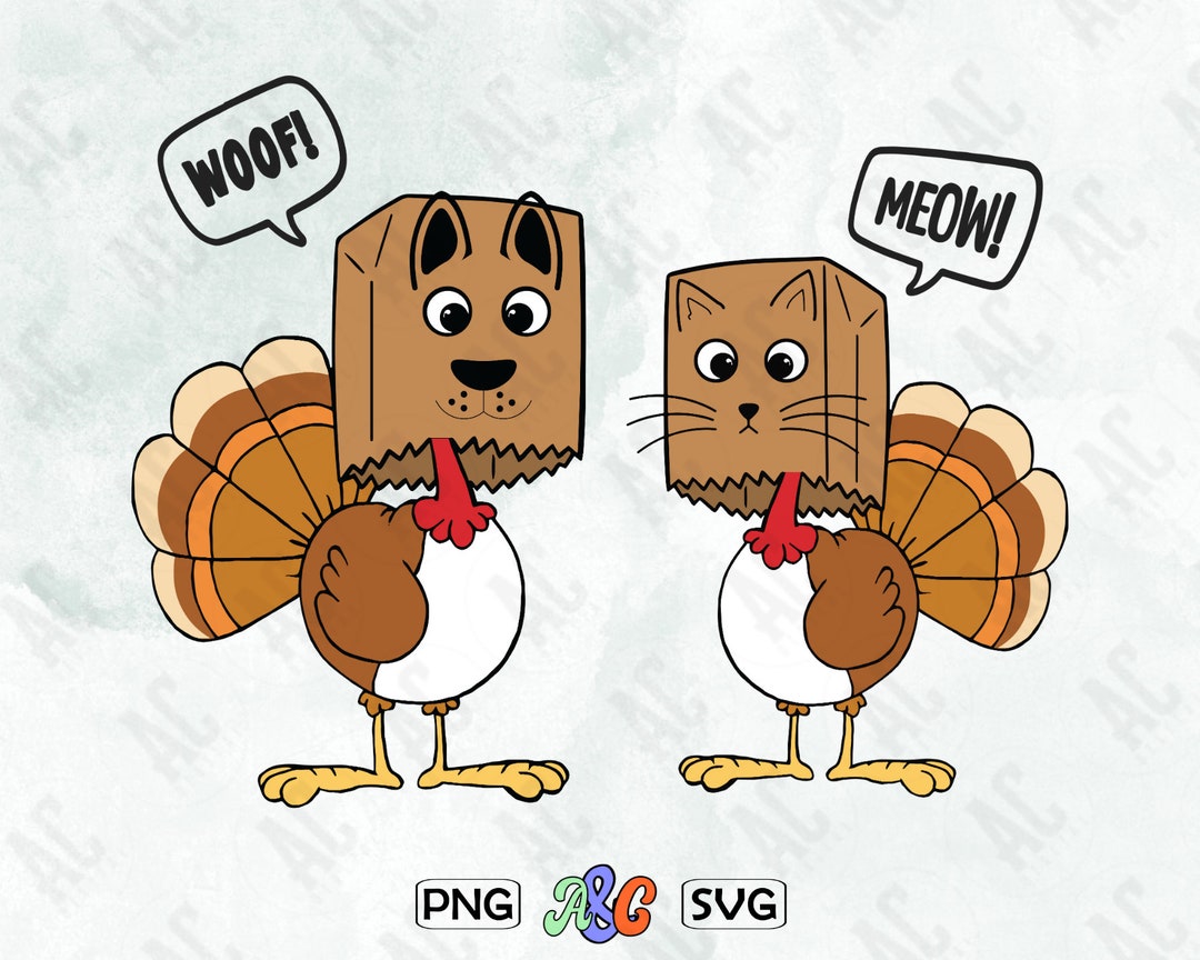 Funny Turkey Cat Thanksgiving Png, Funny Turkey Dog Thanksgiving Png ...