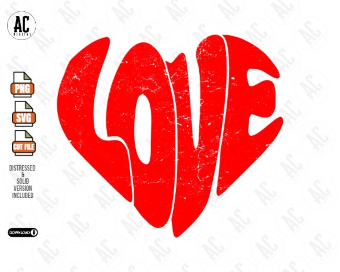 Retro Love Heart SVG, Retro Love Heart PNG, Retro Heart Svg, Love Heart ...