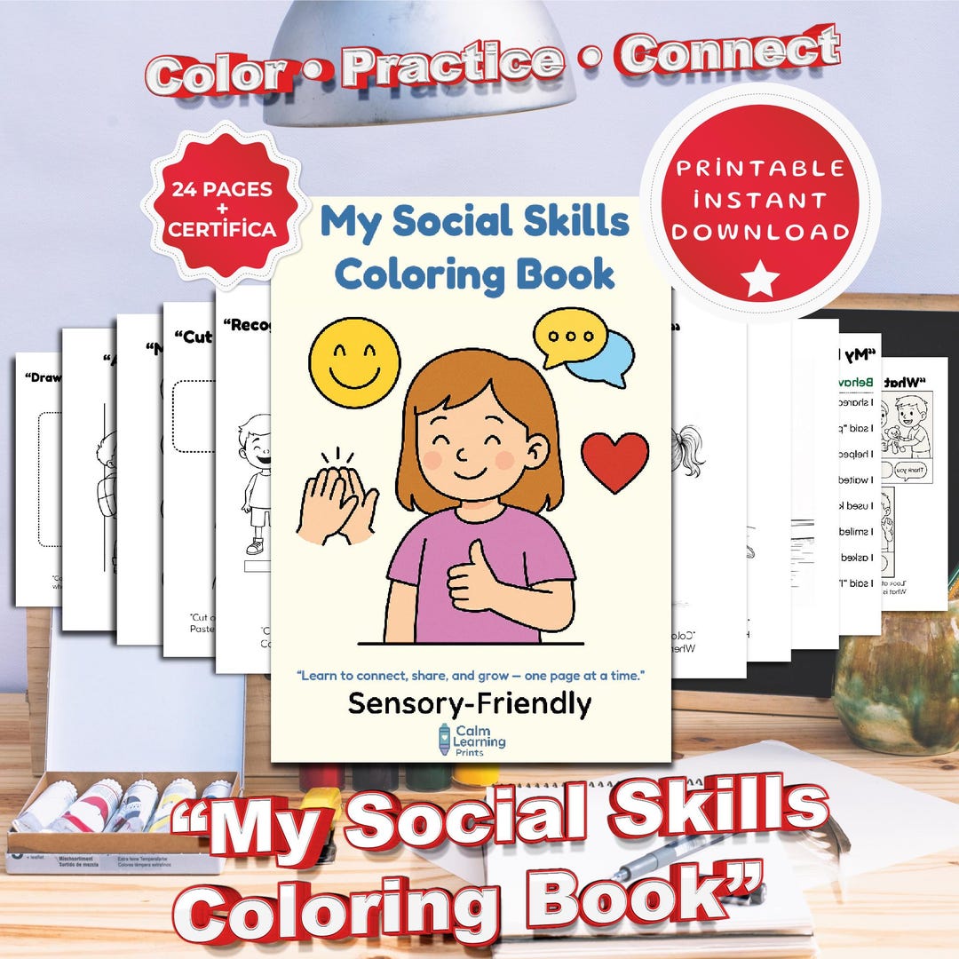 My Social Skills Coloring Book Printable Visual Activities for Kids ...