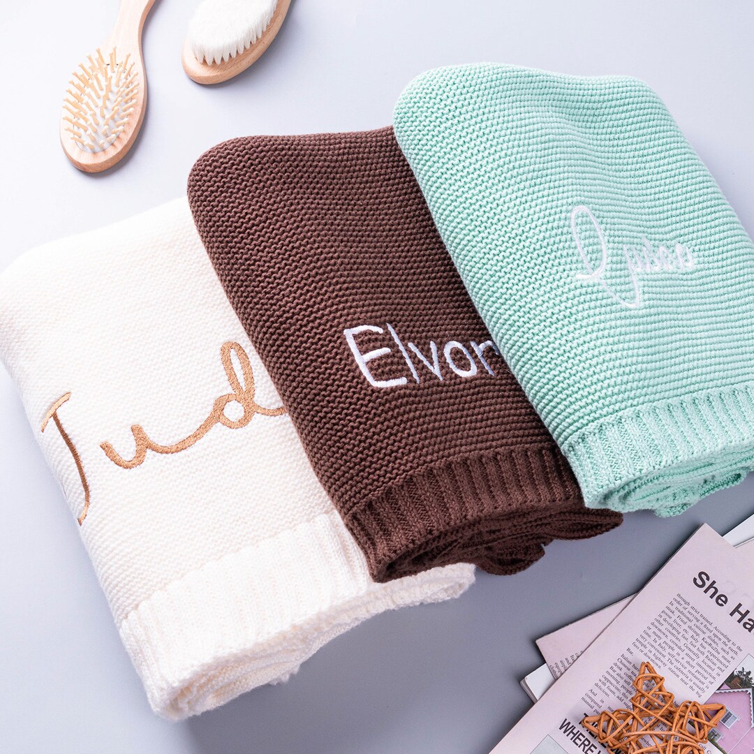 Personalized Embroidered Name Baby Blanket, Baby Gift for New Mom ...