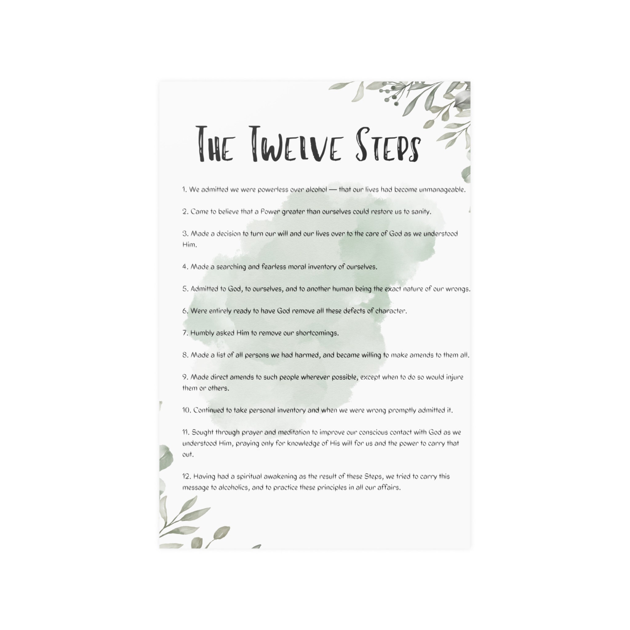AA Twelve Steps Poster 12 Steps Satin Poster - Etsy