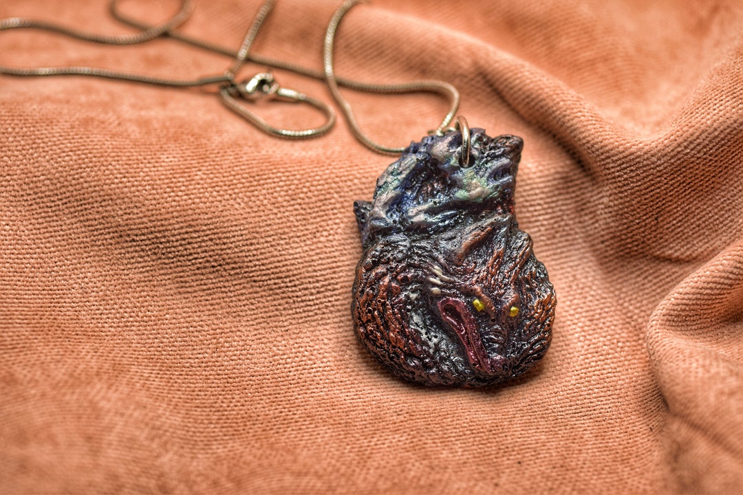 Original Necklace. Sculpted Japanese Fox Ghost. Pendant Made With Resin ...