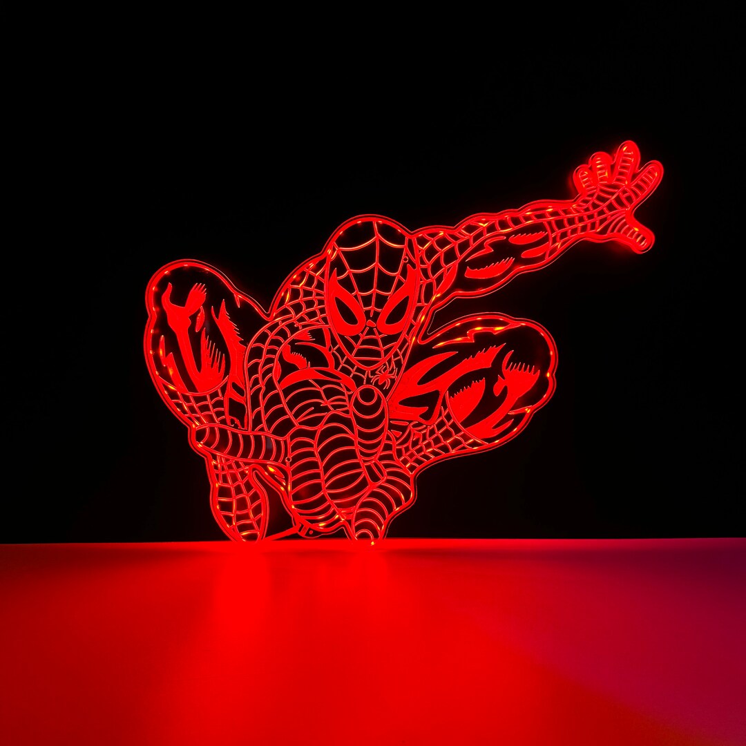 Spider-man Marvels Edge-lit Light Sign Custom Game Room Night - Etsy