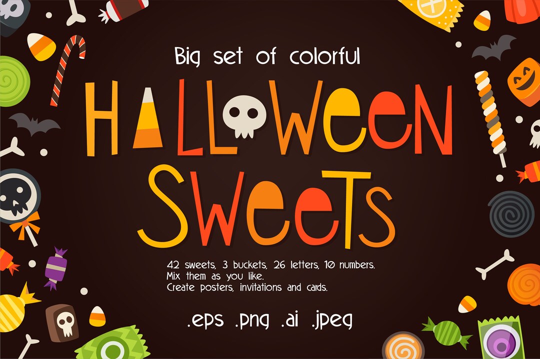 Loads of Sweets for Halloween. Halloween Candy Letters Icons Clip Art ...