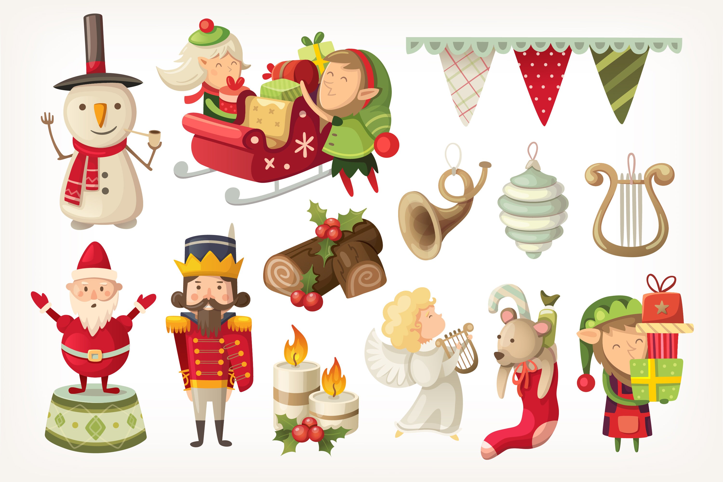 Traditional Christmas Decorations and Characters. Christmas Toys, Elves ...