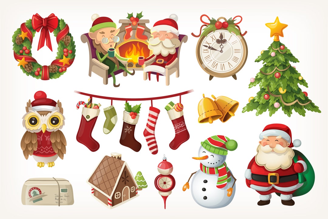 Traditional Christmas Decorations and Characters. Christmas Toys, Elves ...