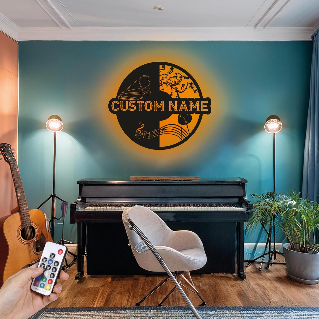 Custom Instrument Record Metal Wall Art With LED Light Personalized ...