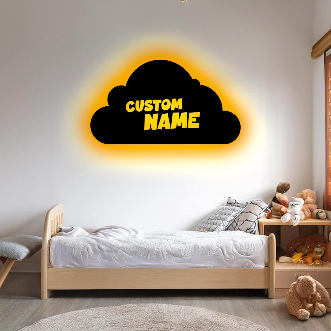 Custom Cloud LED Metal Night Light Nursery & Kids Room Decor ...