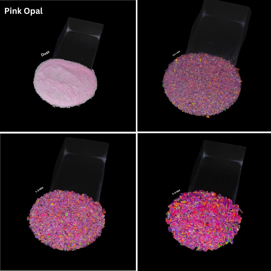 Crushed Pink Opal Coarse Gemstone Powder All Size Sparkling Fire Effect ...