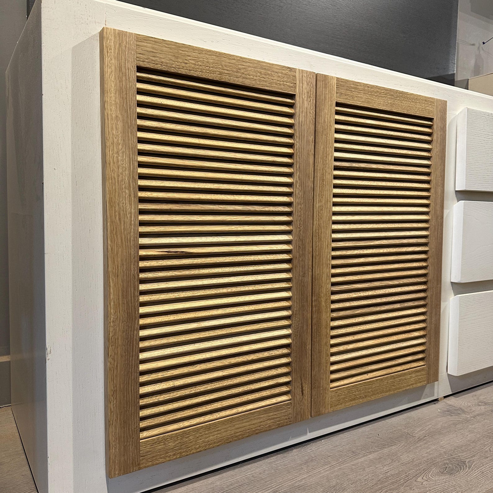 Handcrafted Limba Wood Louvered Cabinet Door: Custom Size - Etsy