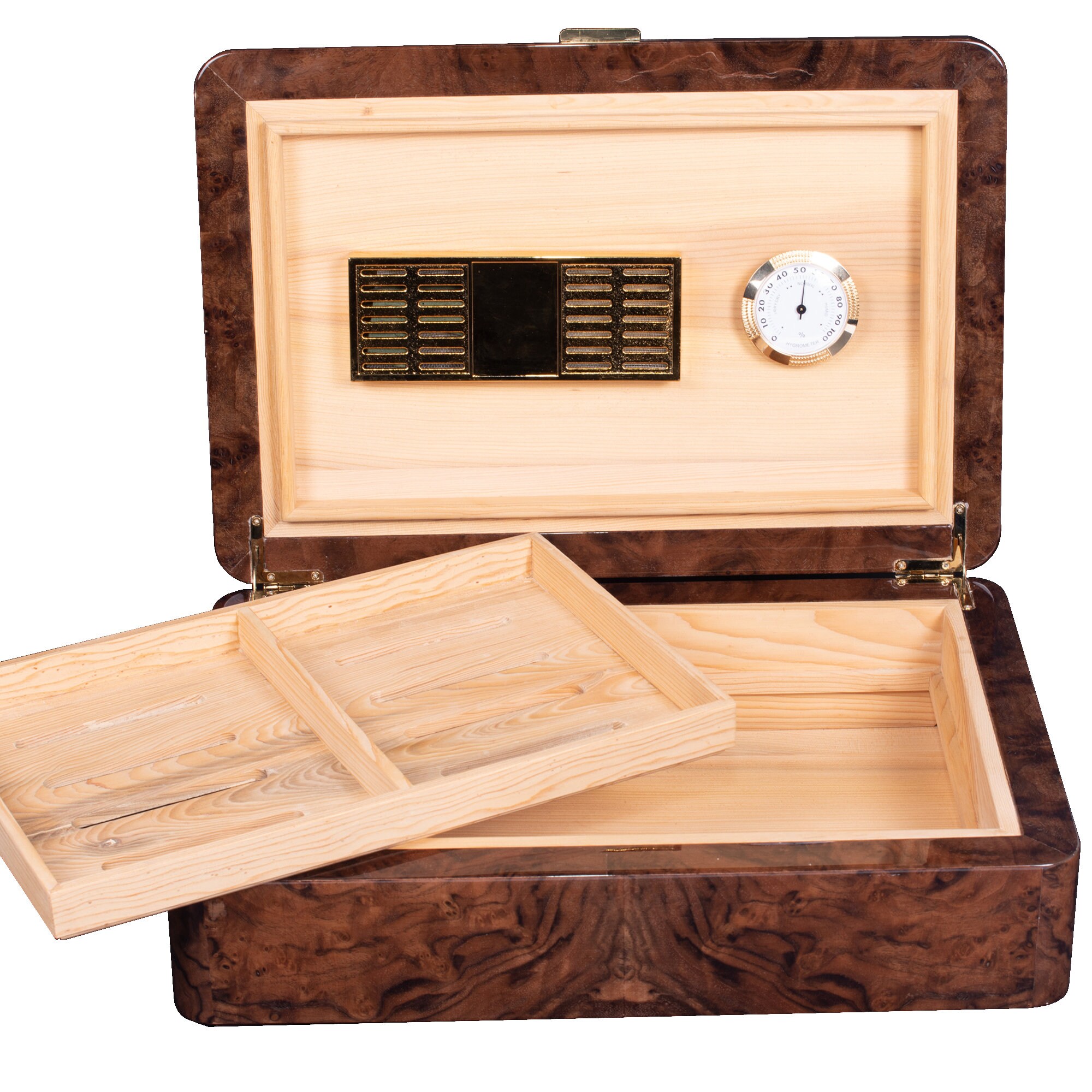 Walnut Wood Humidor Luxury Cigar Box Storage High Quality Cigar Storage ...