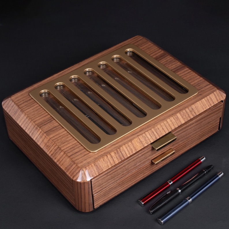 Walnut Wood Pen Display Pen Collection Storage Case Office - Etsy