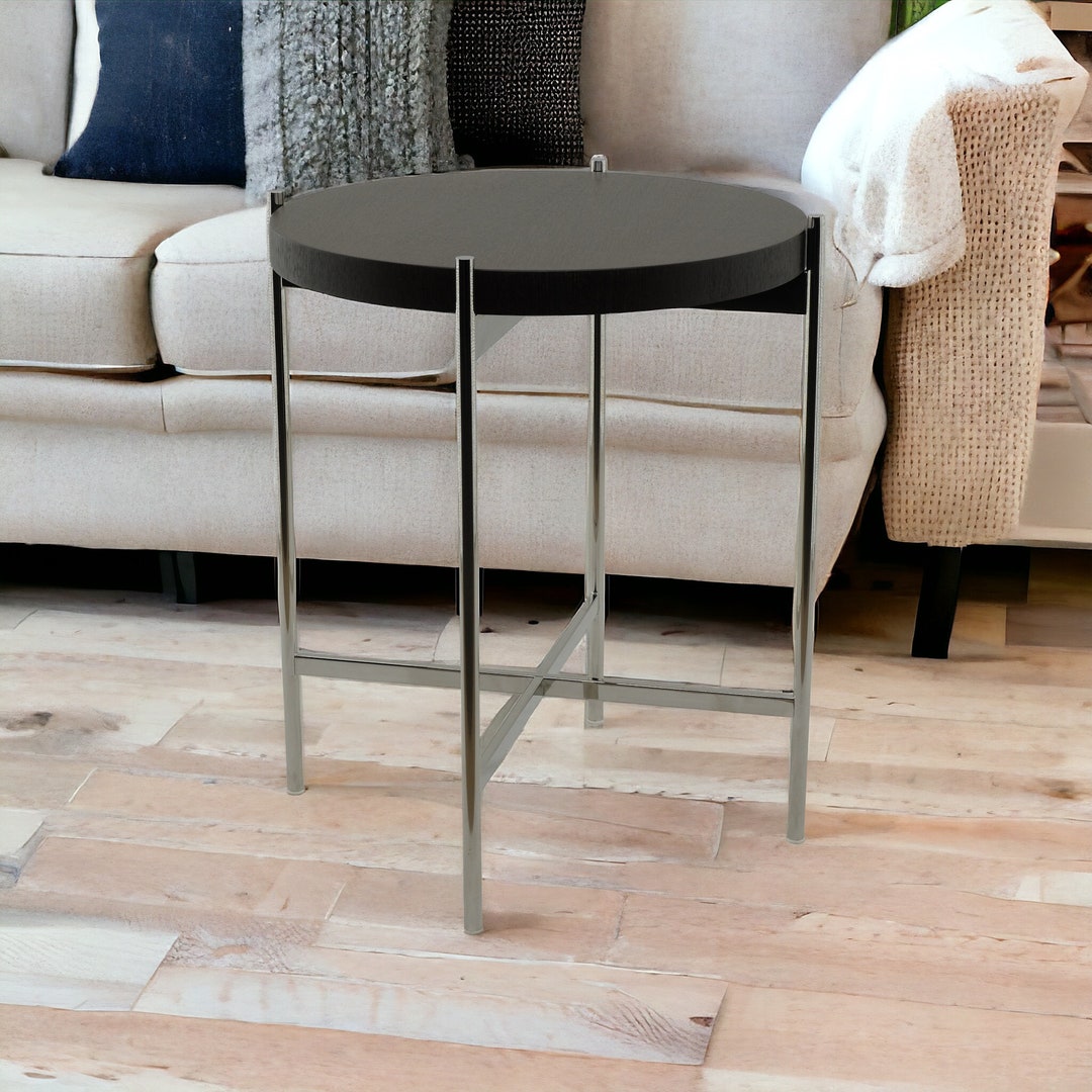 Round Oak Side Table Round Coffee Table Round End Table Modern Coffee ...