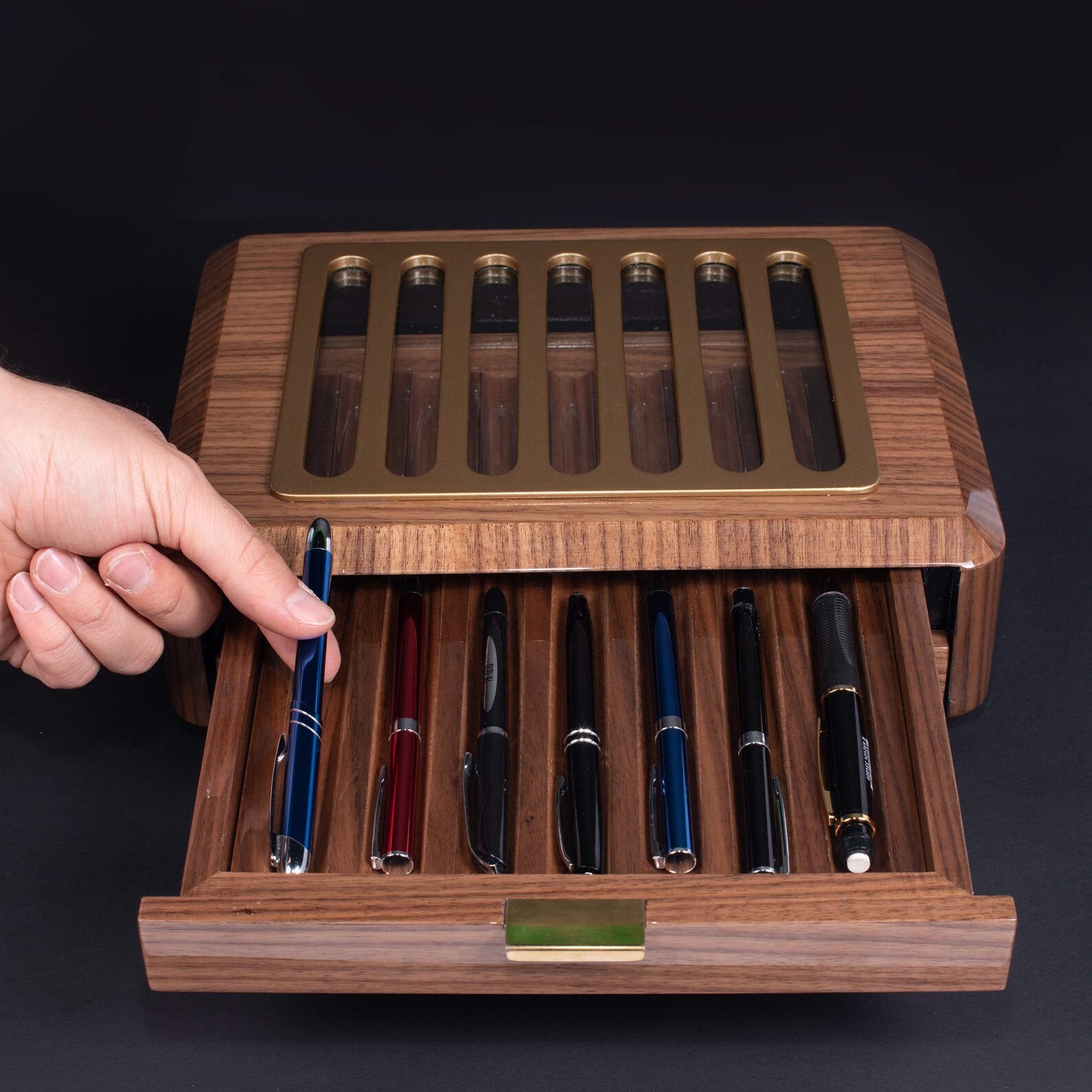 Walnut Wood Pen Display Pen Collection Storage Case Office - Etsy