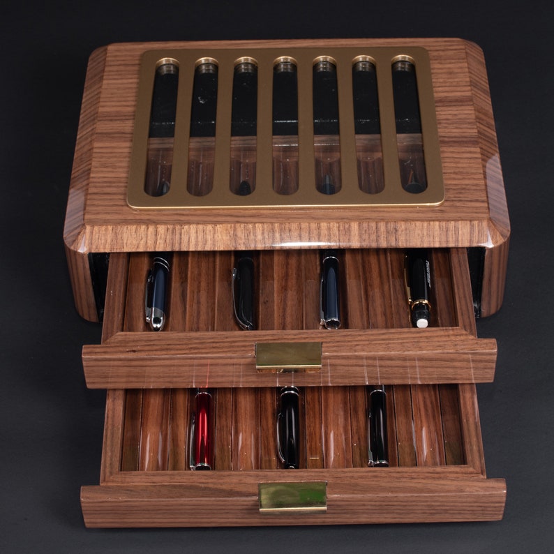 Walnut Wood Pen Display Pen Collection Storage Case Office - Etsy