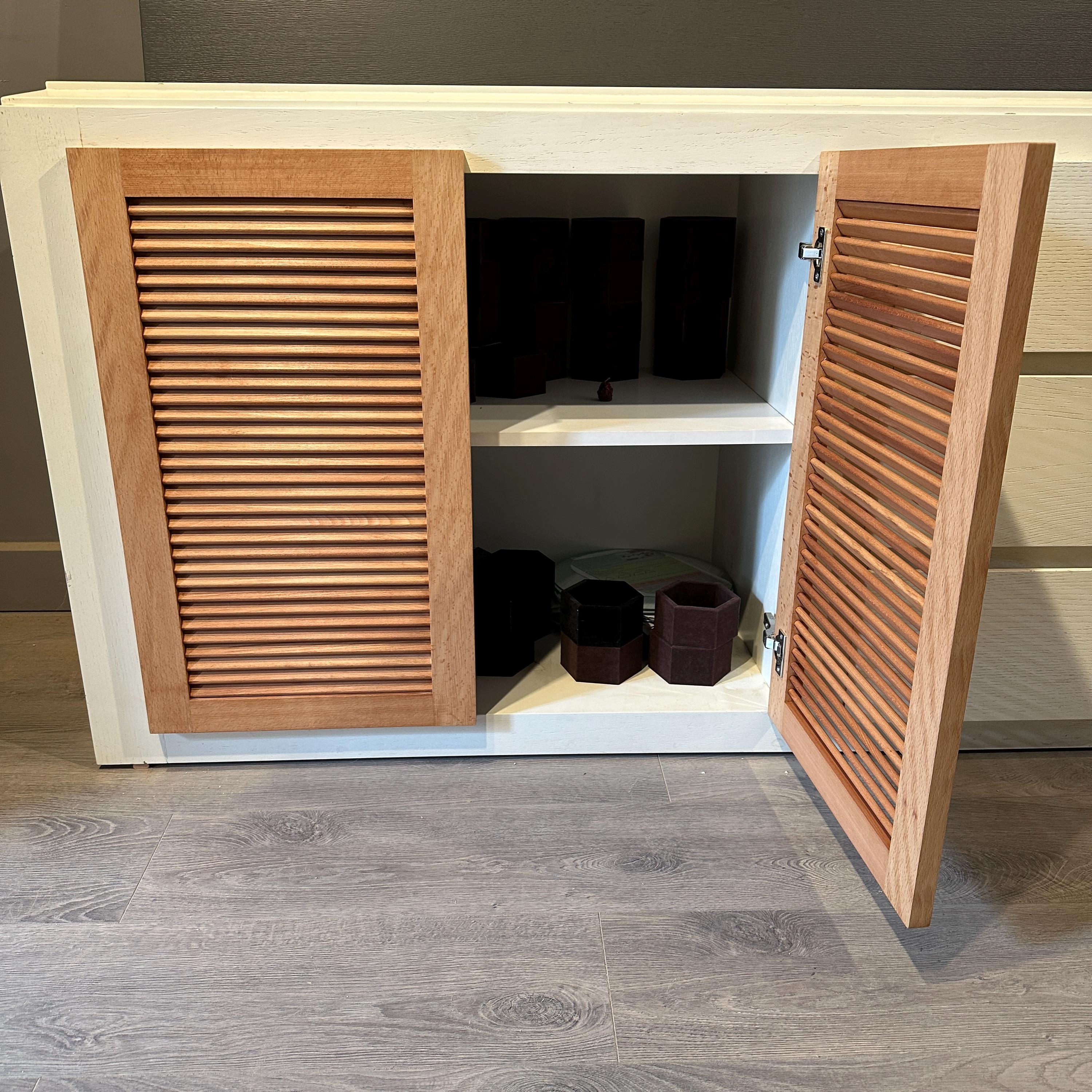 Handmade Beech Wood Louvered Cabinet Door: Custom Shutter Door - Etsy
