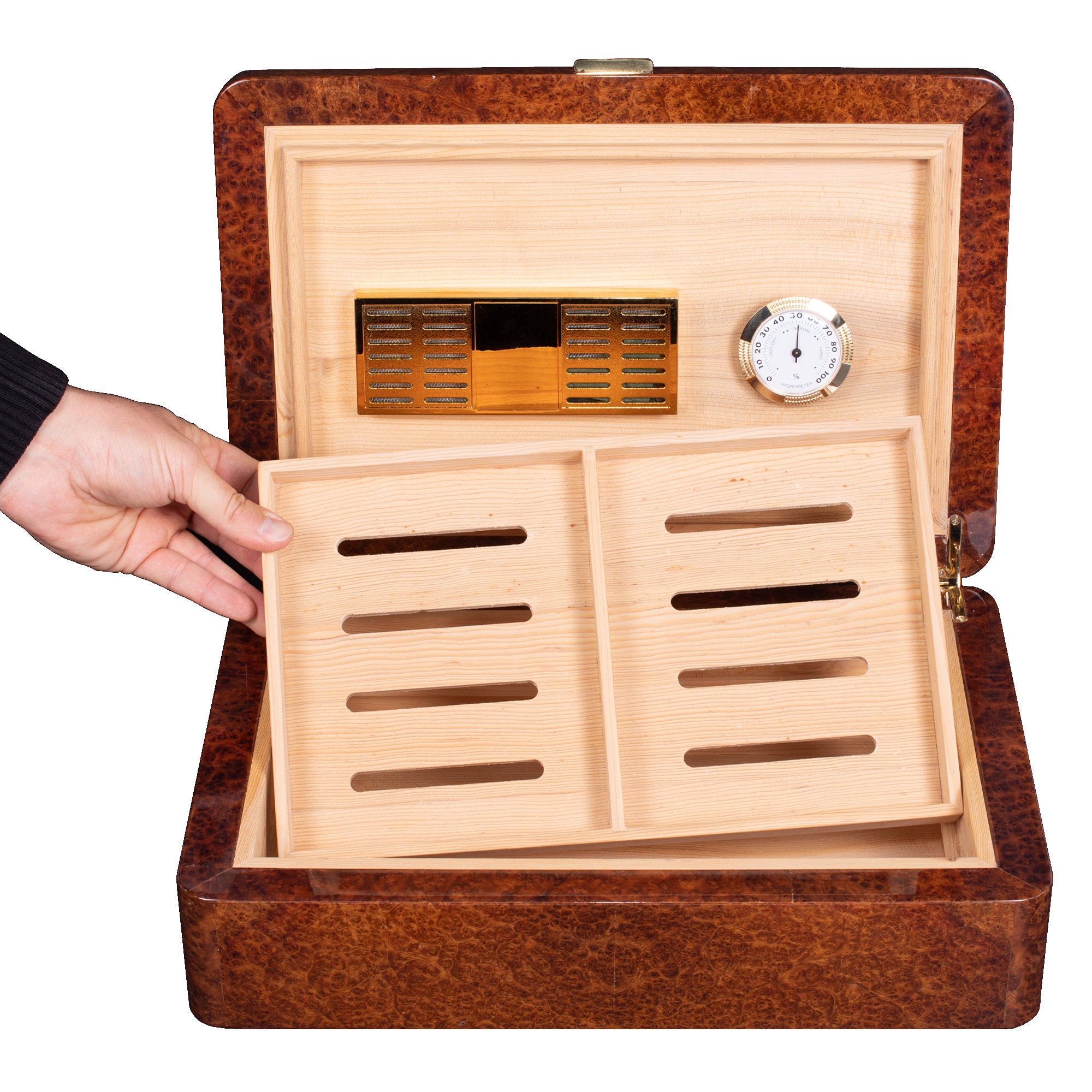 Oak Wood Humidor, Luxury Cigar Box Cigar Storage High Quality Cigar ...
